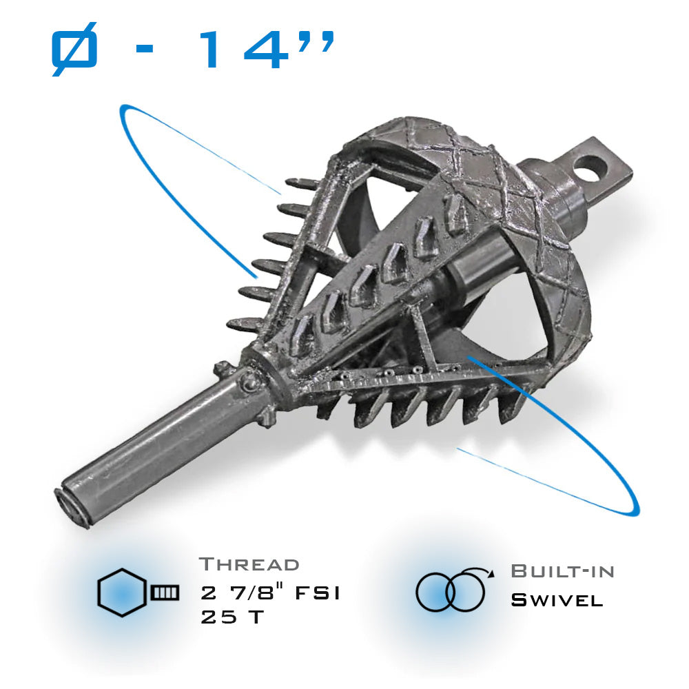 14" Fly Cutter HDD Reamer with Built-in Swivel 25T | Universal HDD
